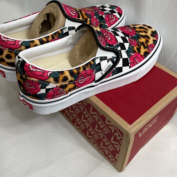 Vans | Shoes | Vans Classic Slip On Roses Leopard Checkered Print ...